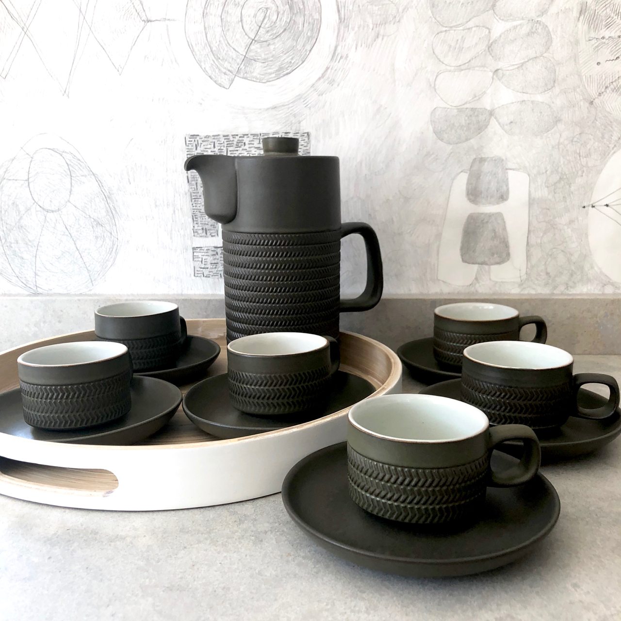 Denby Chevron coffee set - Vintage Motif